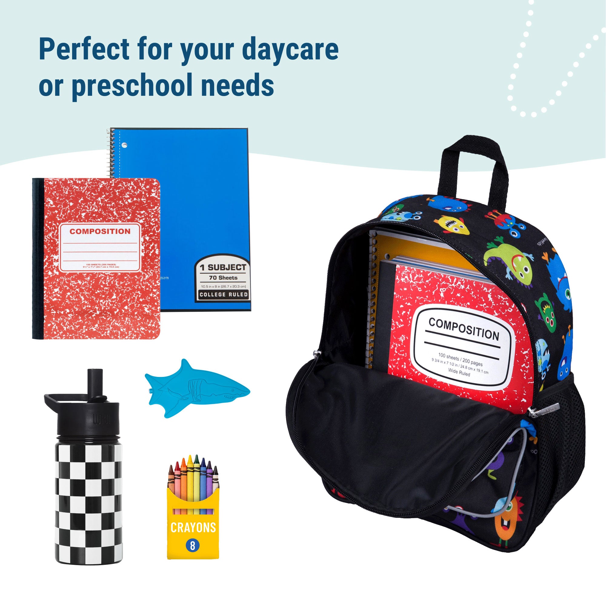 Wildkin 12 Inch Kids Backpack | Toddler Backpacks - Monsters