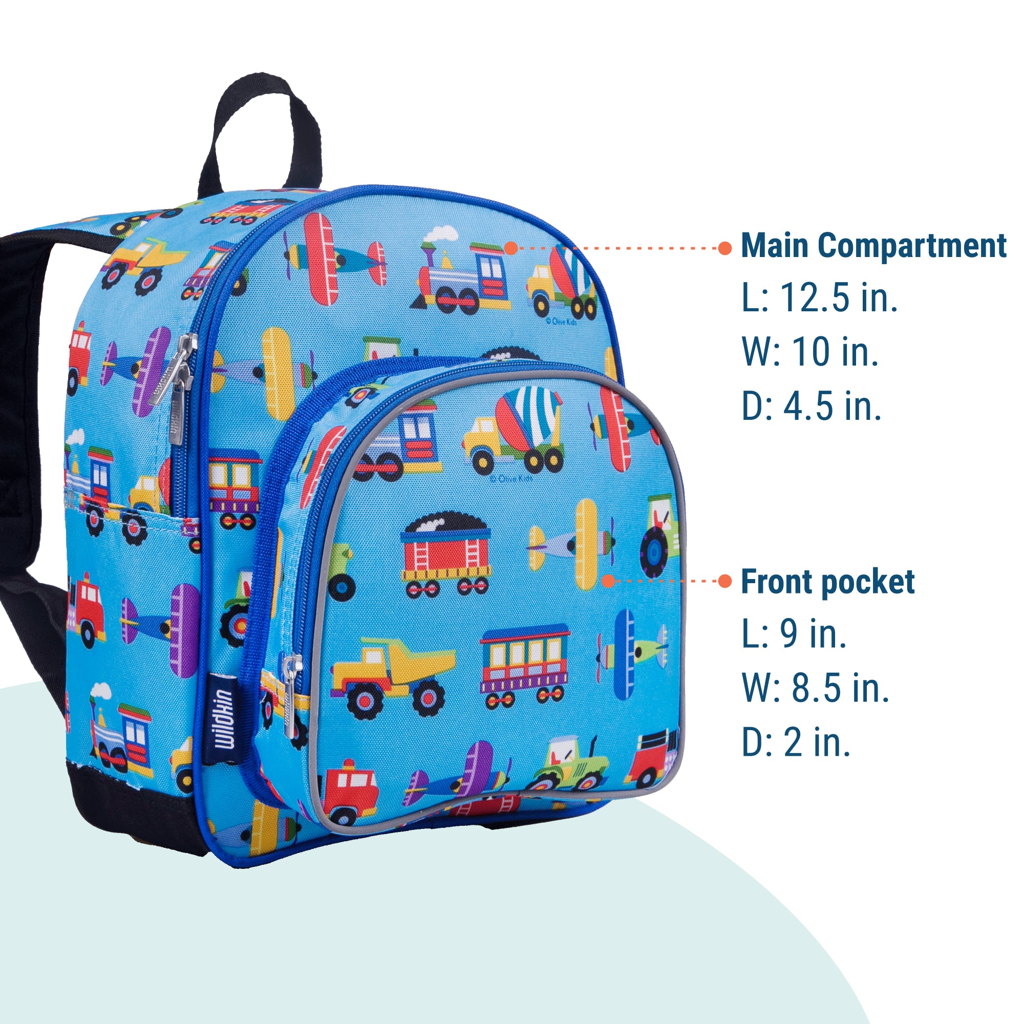 Wildkin 12 Inch Kids Backpack|Toddler Backpacks-Trains Planes & Trucks