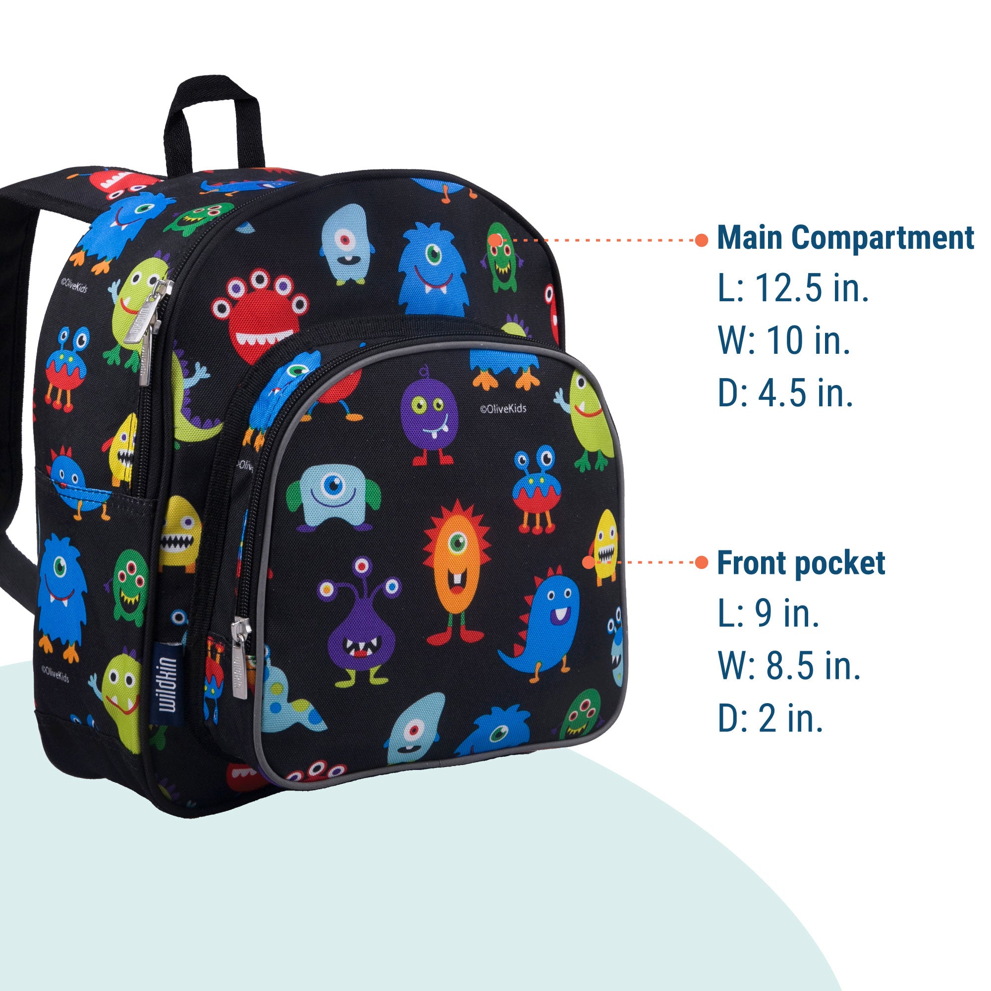 Wildkin 12 Inch Kids Backpack | Toddler Backpacks - Monsters