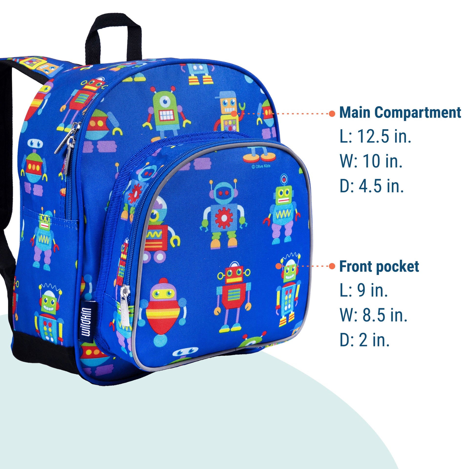 Wildkin 12 Inch Kids Backpack | Toddler Backpacks - Robots